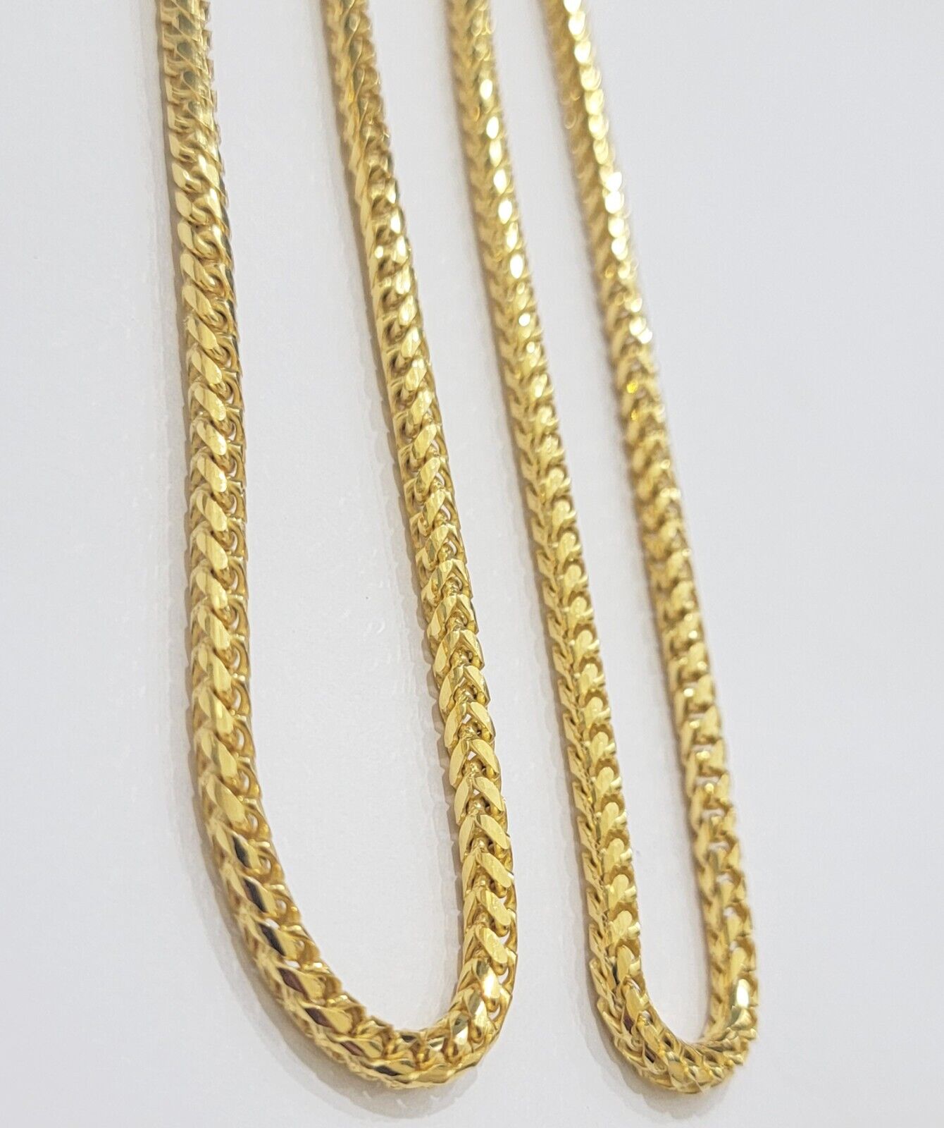 Real 10k Gold Necklace Franco Chain 4mm 24Inch Diamond Cut 10k Yellow ...